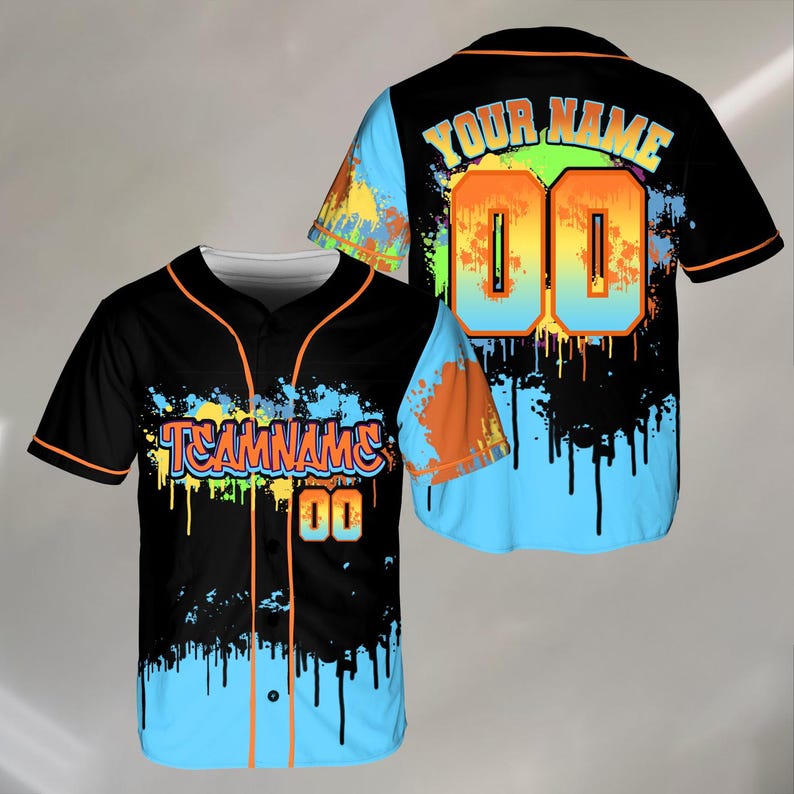 Custom Graffiti Drip Baseball Jersey: Personalized Spray Paint Shirt ...