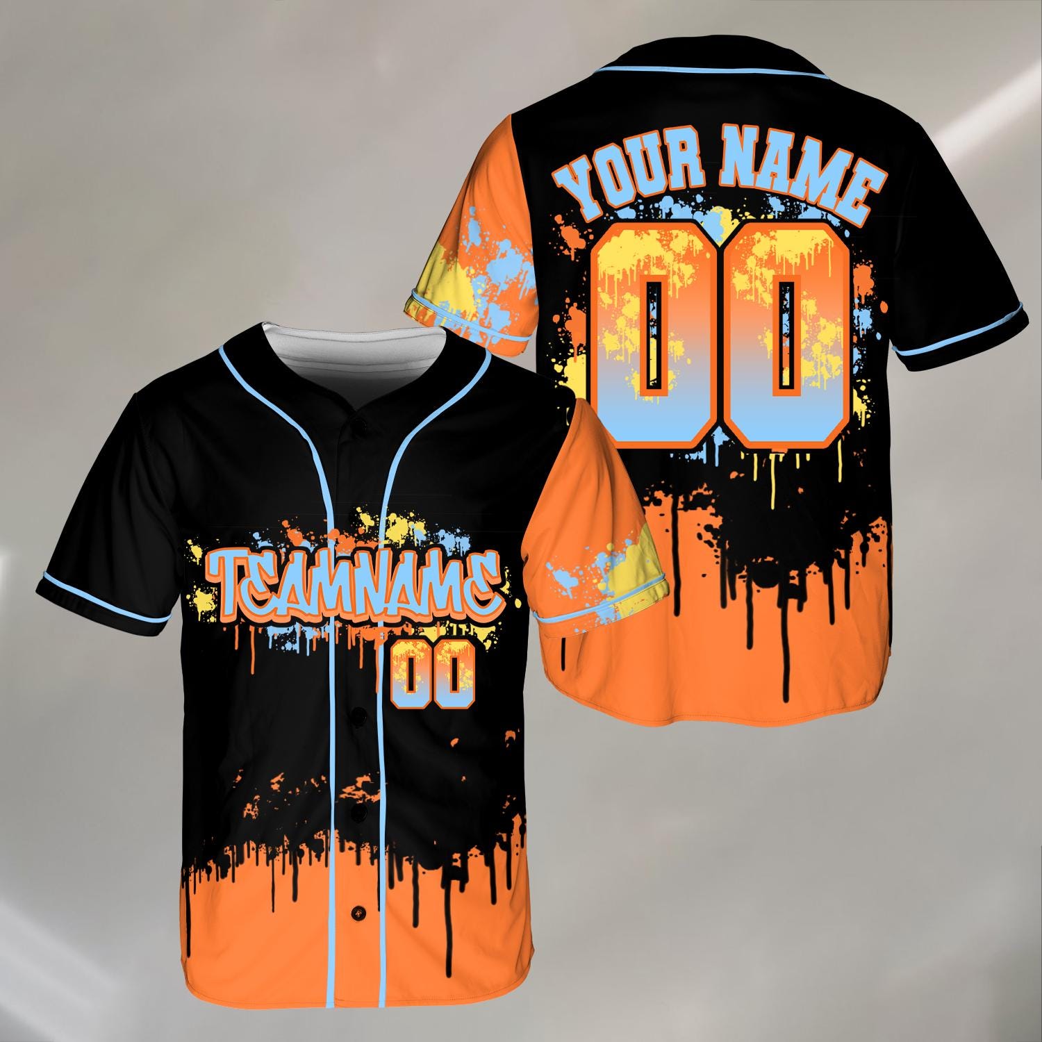 Custom Graffiti Drip Baseball Jersey: Personalized Spray Paint Shirt ...