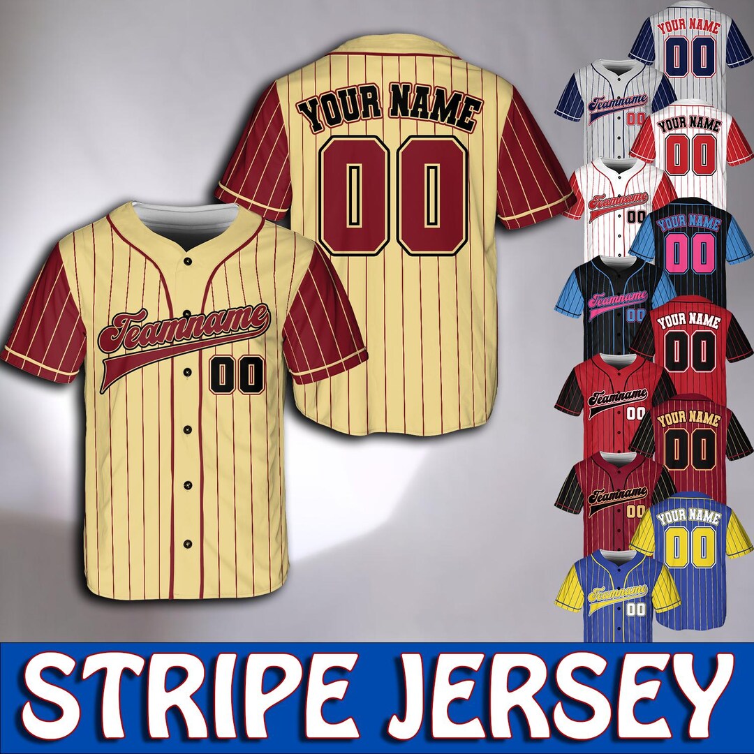 Personalized Stripe Line Color Baseball Jersey for Baseball Fans,custom ...