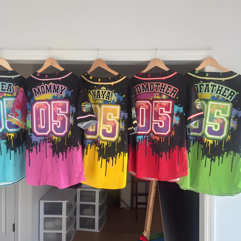 Custom Glow Neon Graffiti Drip Baseball Jersey, Personalized Team ...