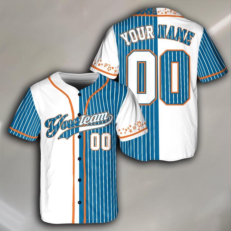 Custom Split Stripe Baseball Jersey With Name and Number, Personalized ...