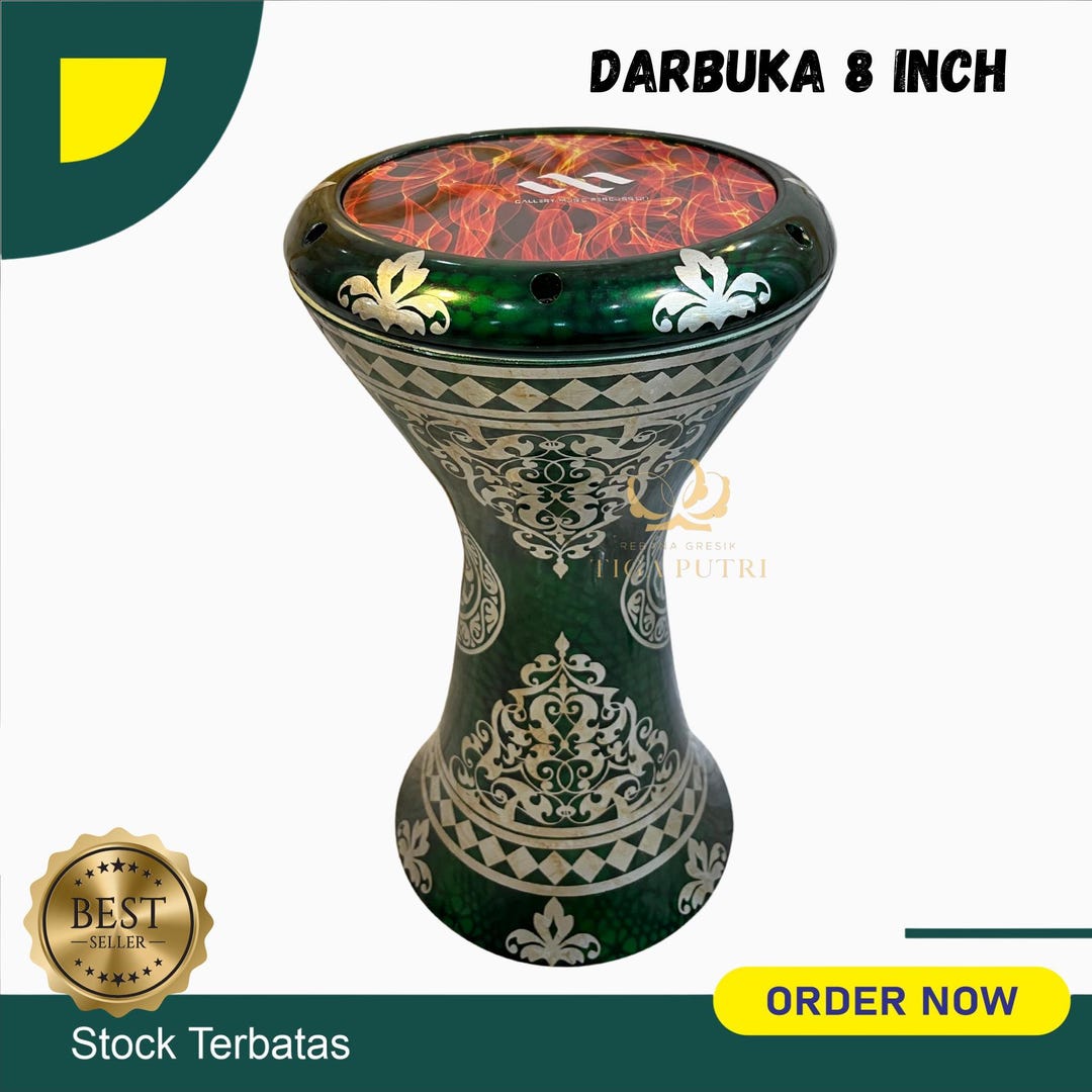8-inch Green Darbuka Drum – Arabic Doumbek Tabla – Handcrafted Goblet ...