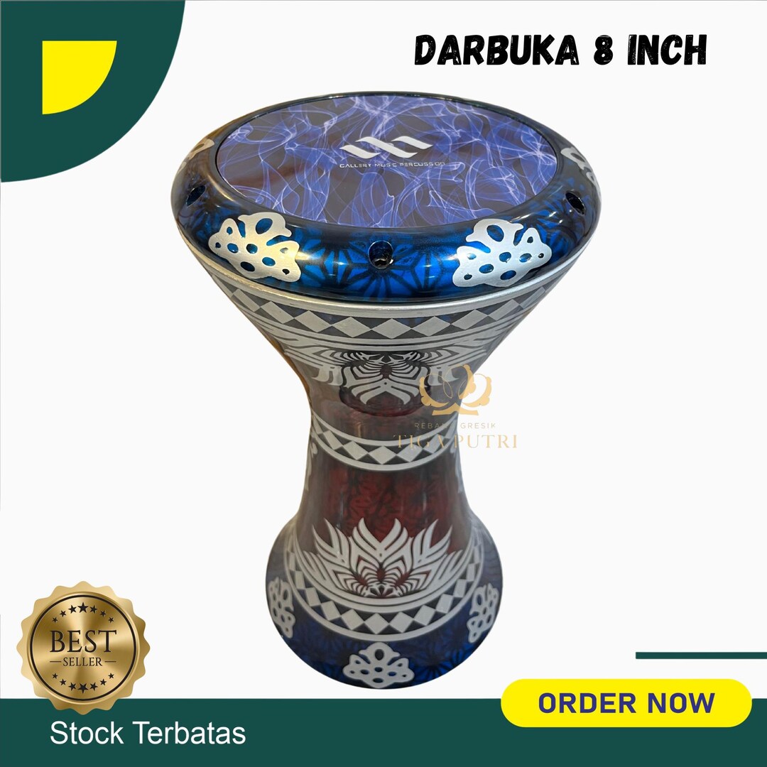 8-inch Blue Red Darbuka Drum – Arabic Doumbek Tabla Percussion ...