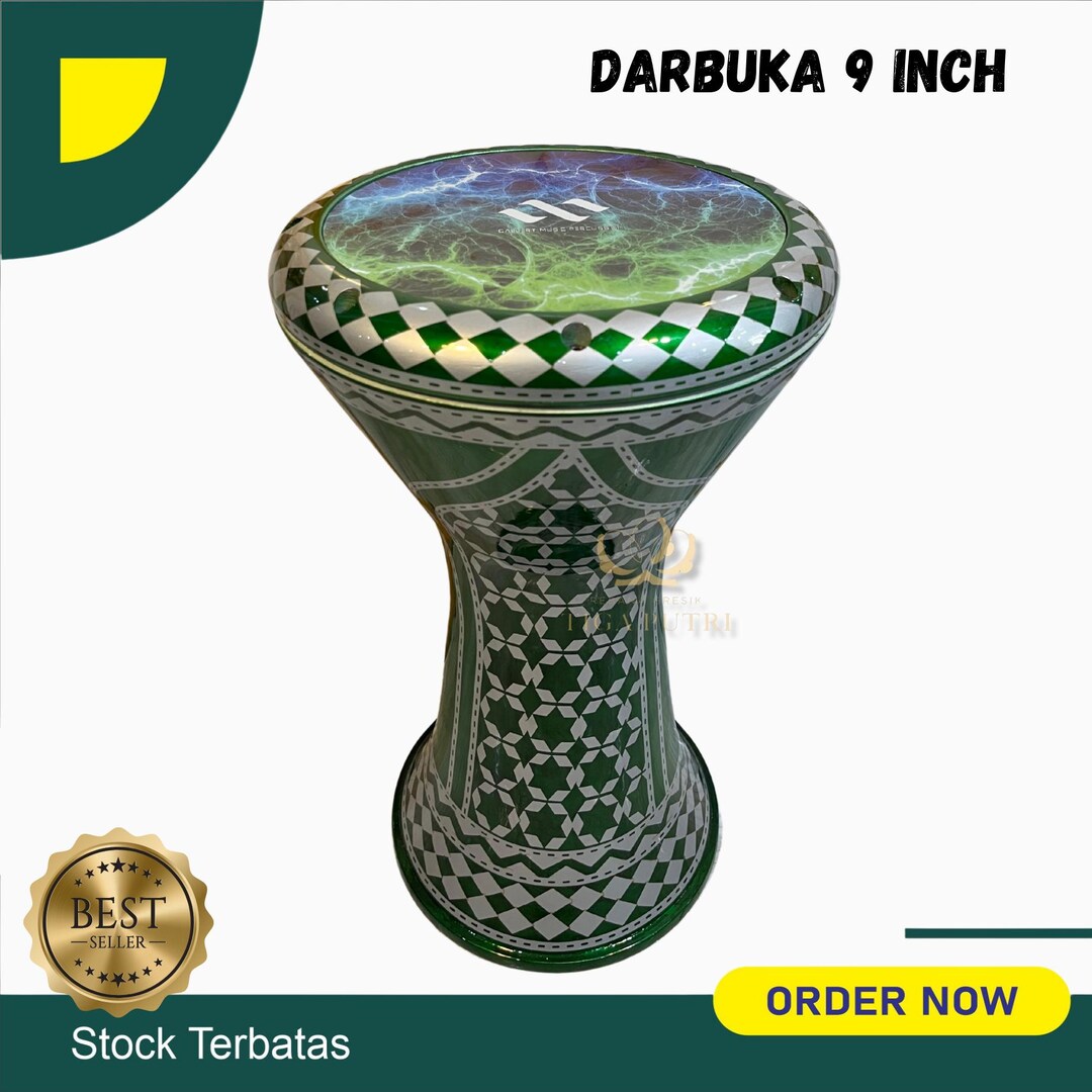 Green 9 Inch Darbuka Drum – Handcrafted Arabic Doumbek With Lightning ...