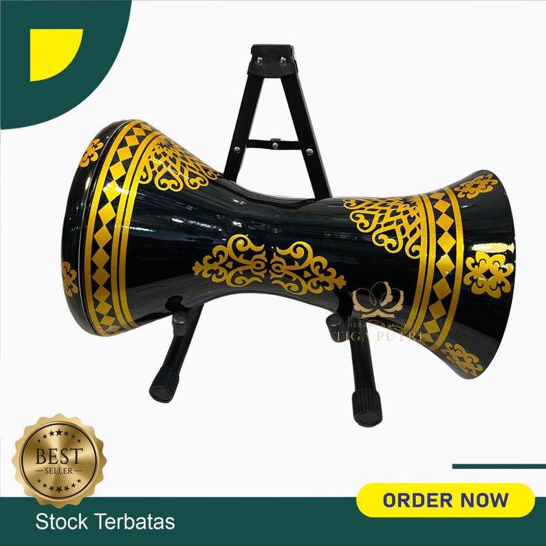 8-inch Black & Gold Darbuka Drum – Flame Head Arabic Doumbek ...