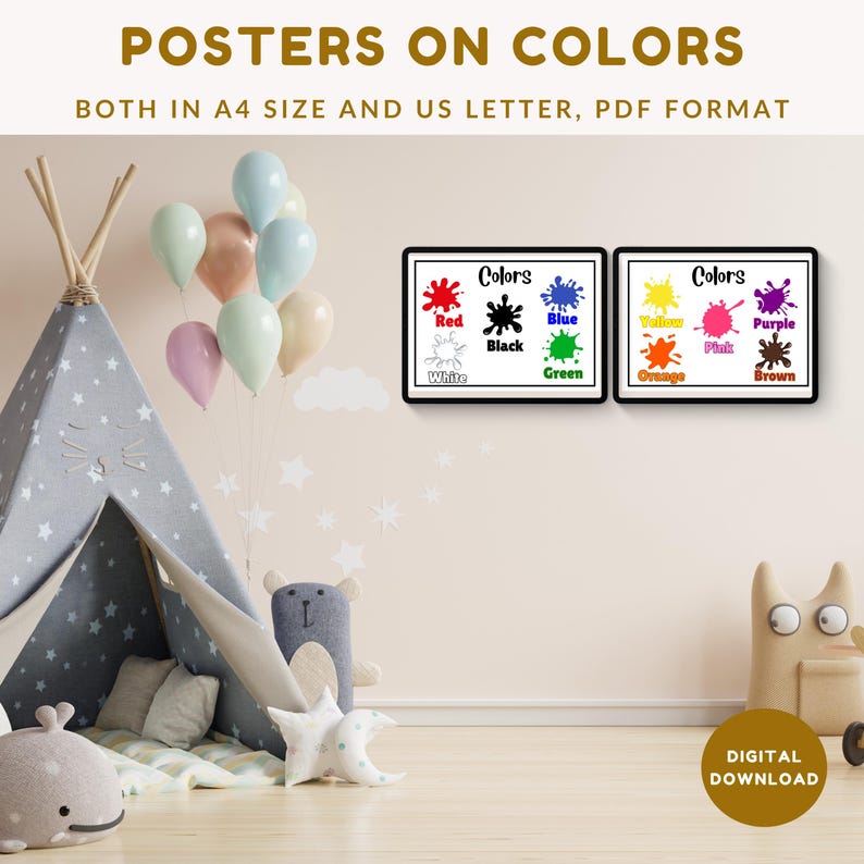 Montessori Colors Educational Poster Set for Kids | Learn Colors ...