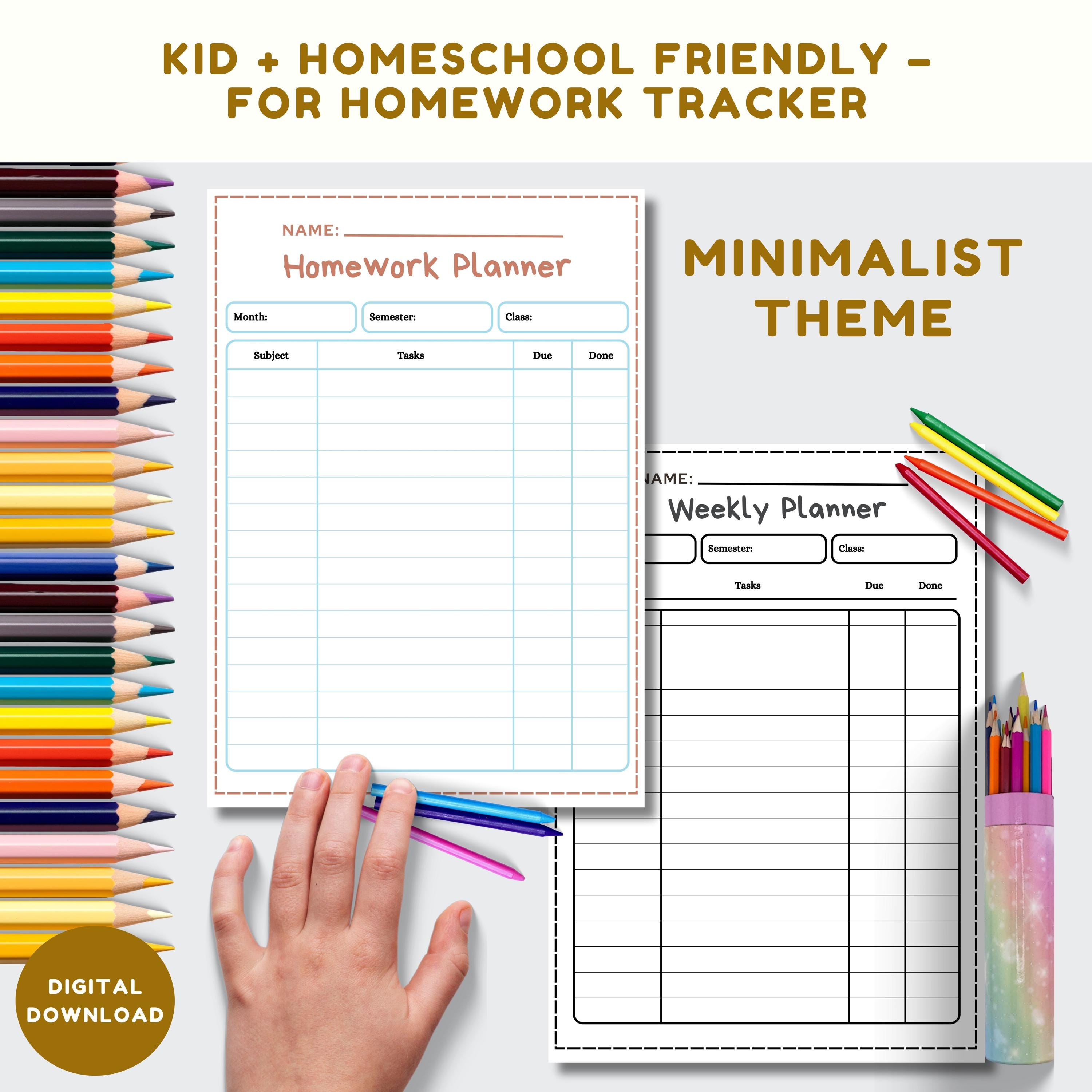 Bundle Homework Planner Printable, Themed Planners, Homeschool Homework ...