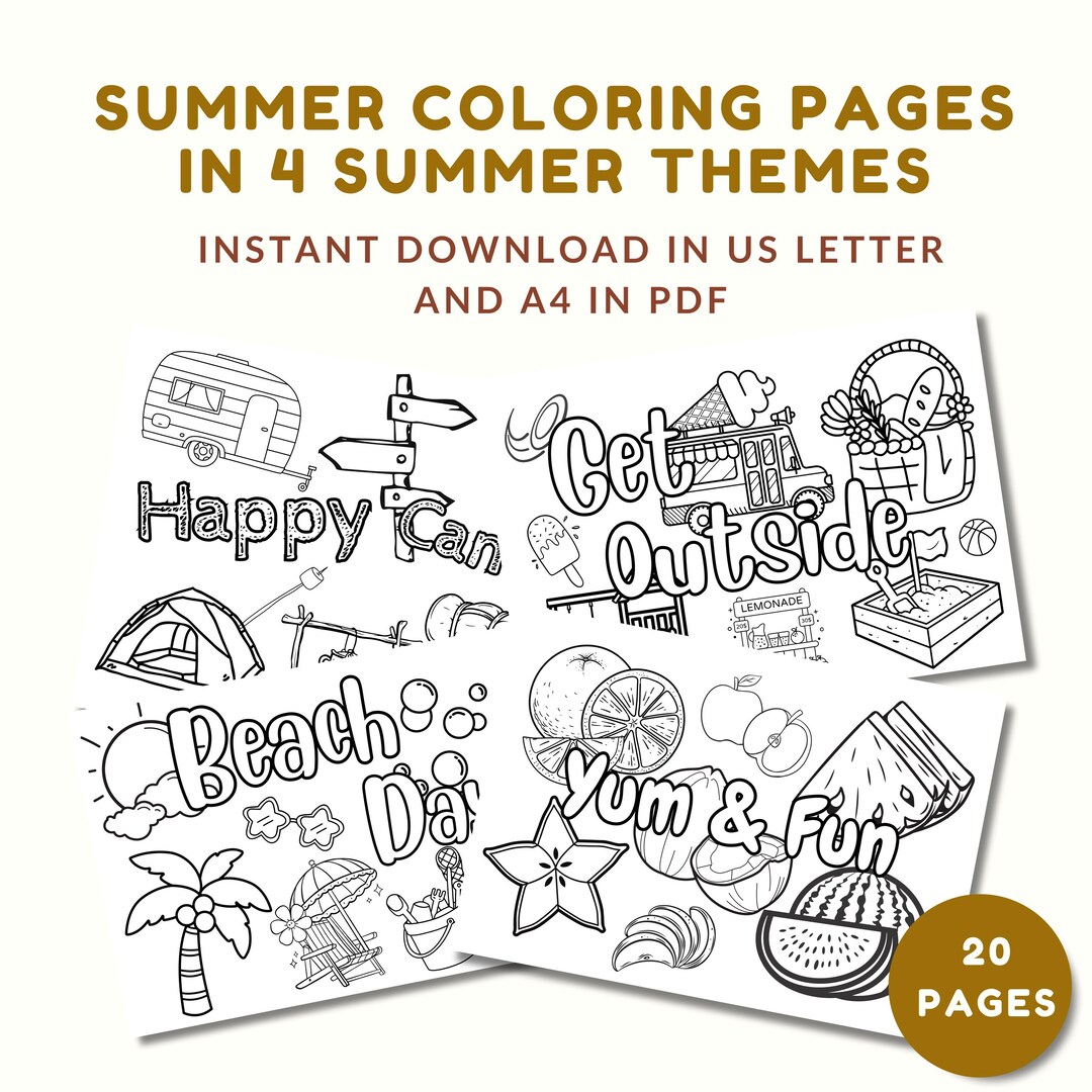 Summer Coloring Pages for Kids Toddlers Preschoolers, 20 Page ...