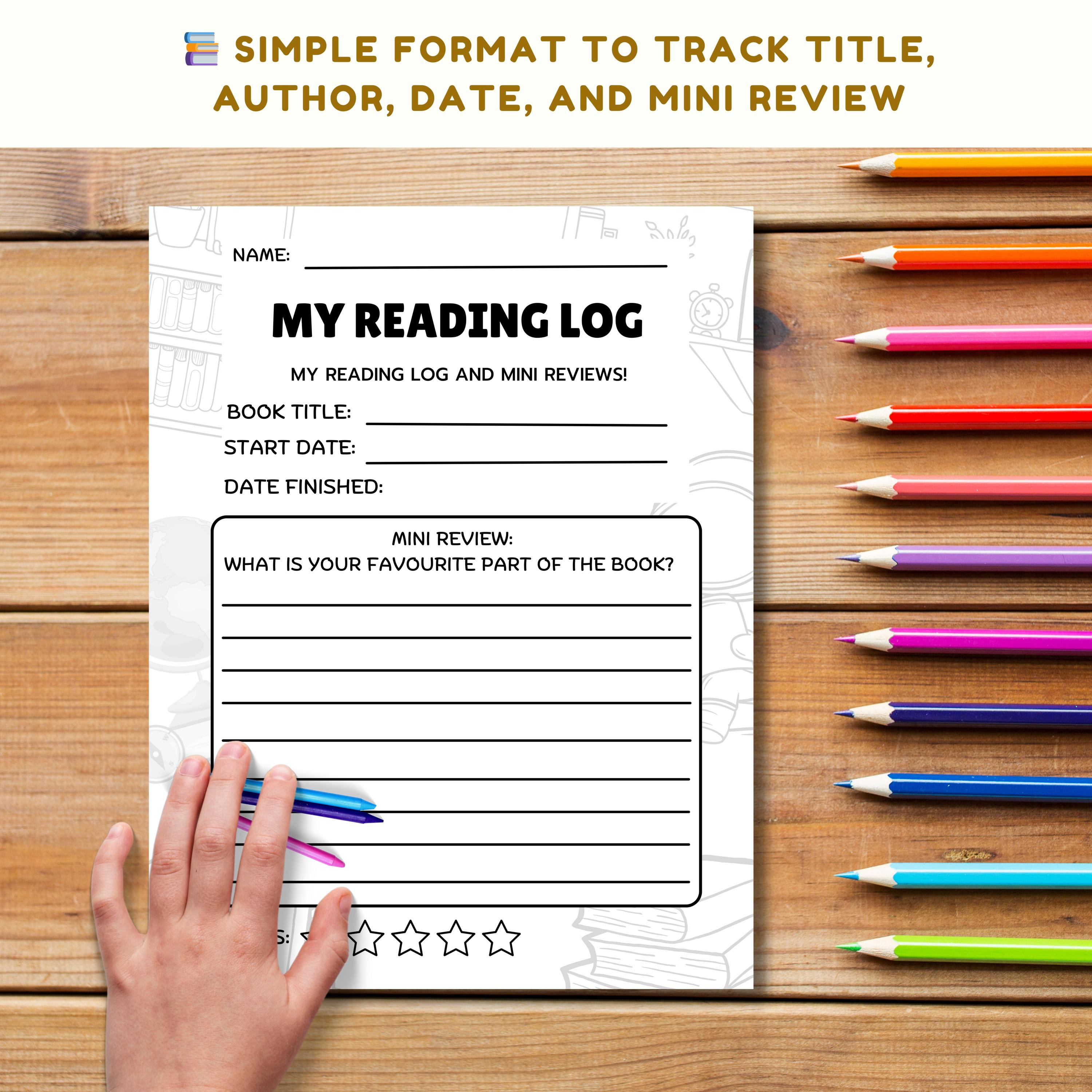 Reading Log Printable for Kids, Student Reading Tracker, Printable ...