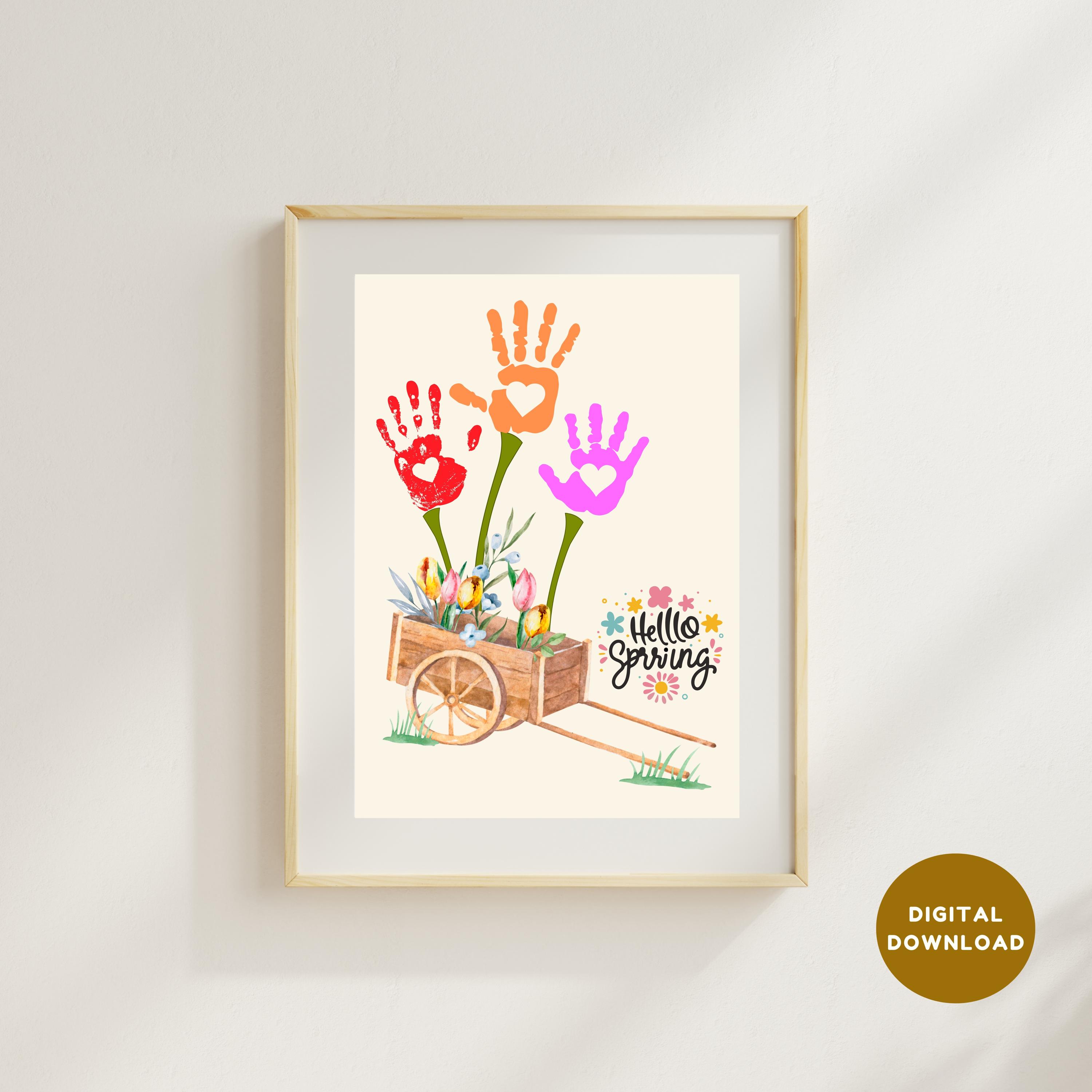 Handprint Spring Art Printable | Spring Fingerprint Art | Spring Craft ...