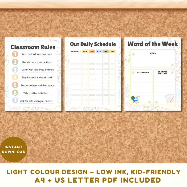Homeschool Poster Set, Daily Schedule, Word of the Day, Rules Poster ...