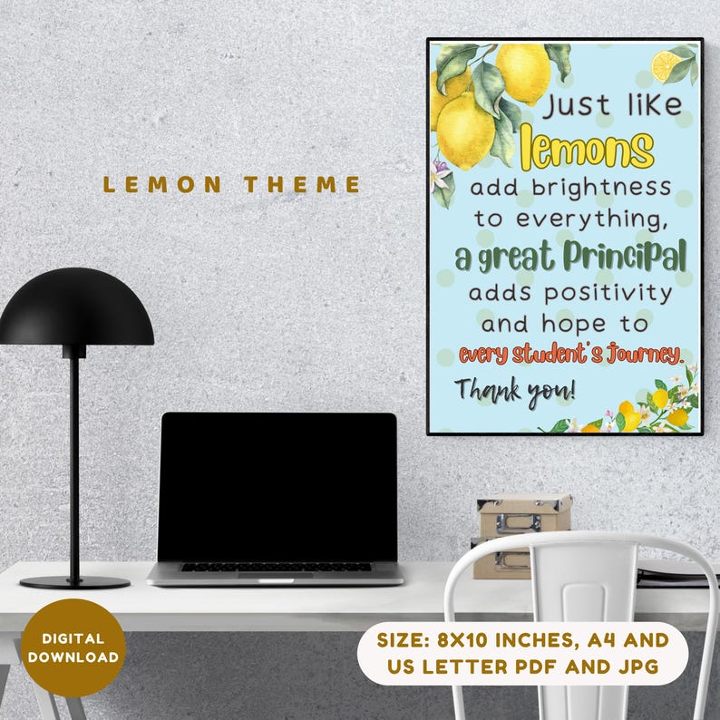 Principal Appreciation Day Poster, Lemon Fresh Principal Gift, School ...