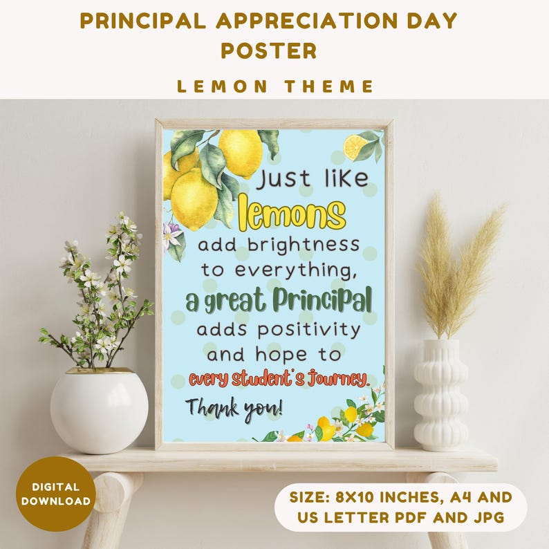 Principal Appreciation Day Poster, Lemon Fresh Principal Gift, School ...