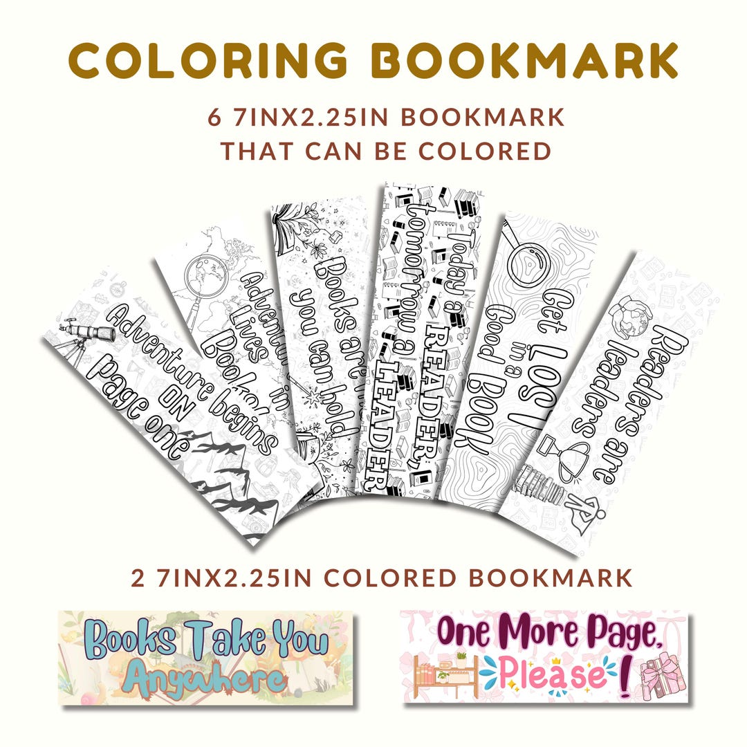 Kids Bookmark Positive Printable Set, Motivational Coloring Bookmarks ...