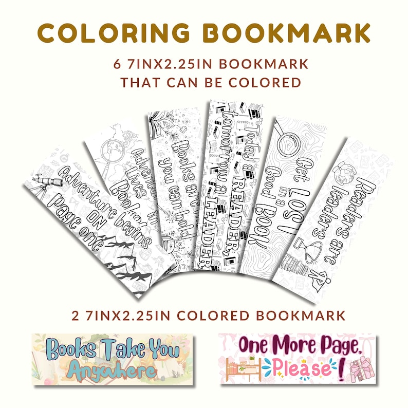 Kids Bookmark Positive Printable Set, Motivational Coloring Bookmarks ...