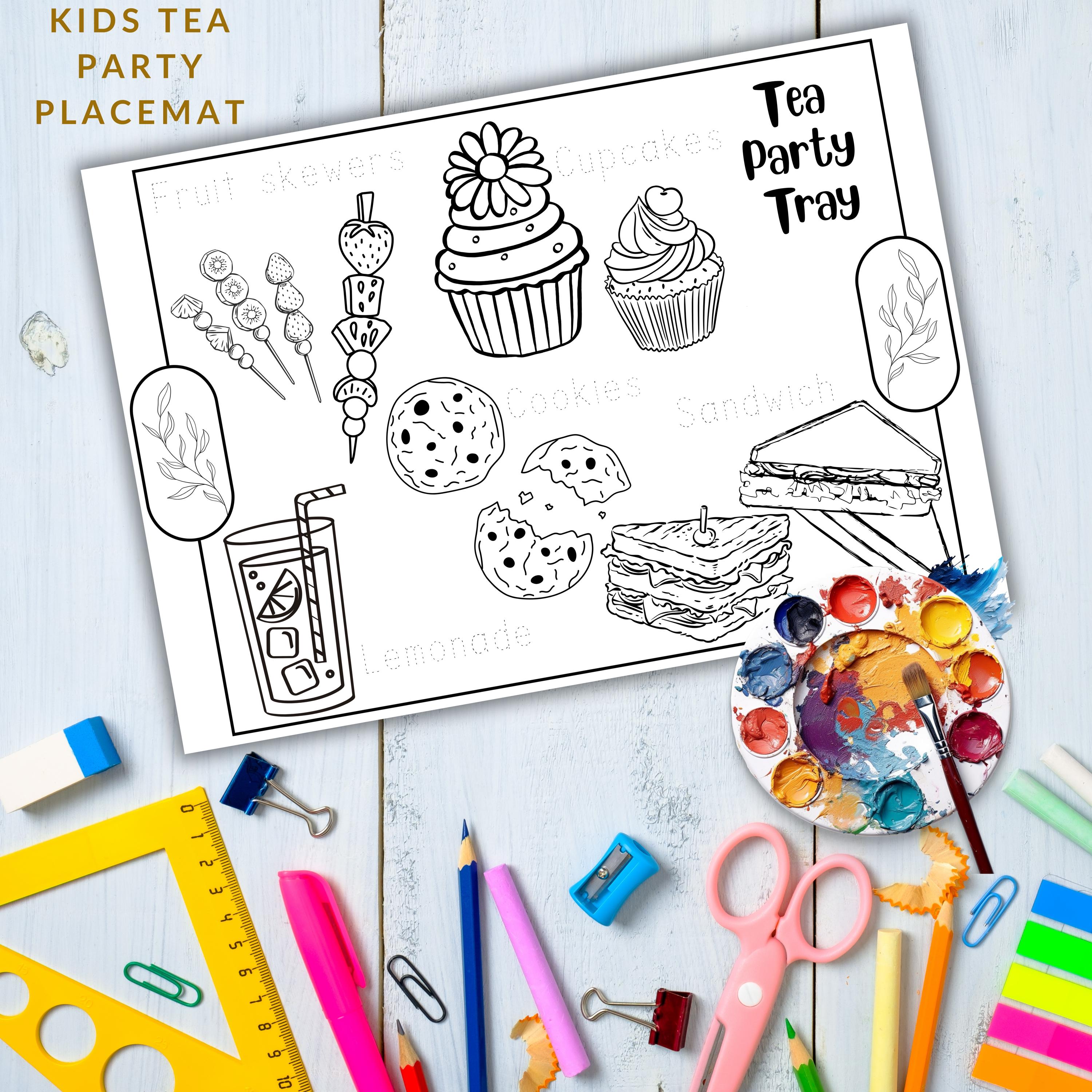 Printable Tea Party Coloring Pages for Kids – Girls Tea Party Activity ...