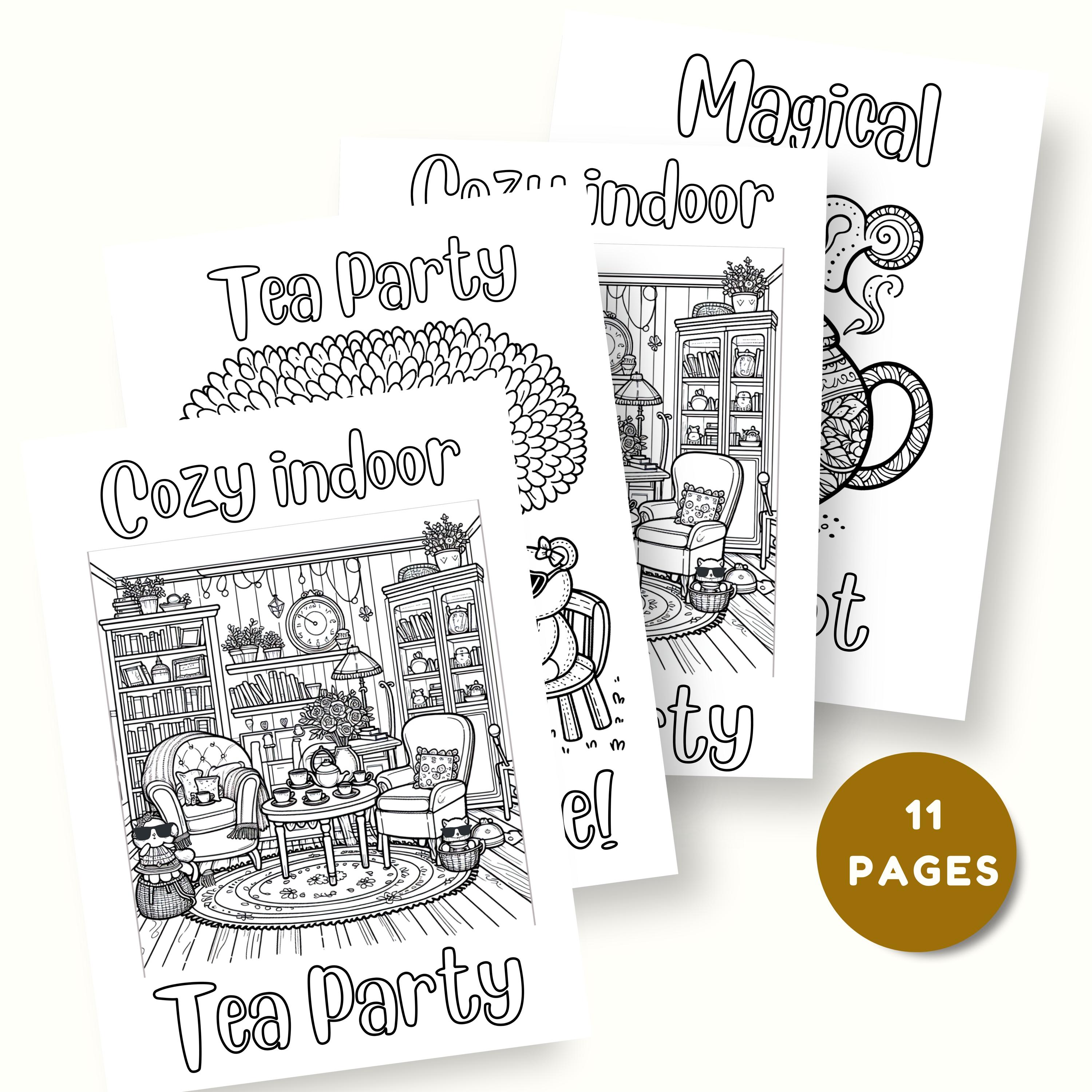 Printable Tea Party Coloring Pages for Kids – Girls Tea Party Activity ...