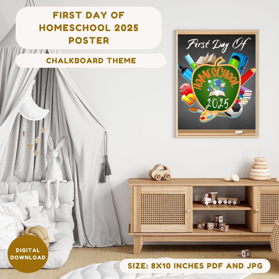 First Day of Homeschool 2025 Chalkboard Sign – Printable Back to School ...
