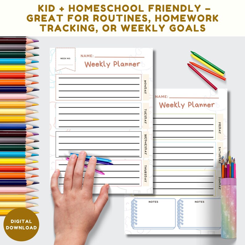 Printable Student Weekly Planner, Dino Theme Planner, Homeschool Weekly ...
