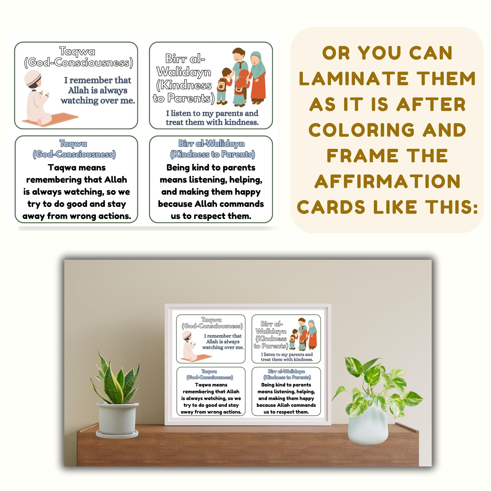 30 Islamic Affirmation Cards for Kids Printable | Positive Muslim ...