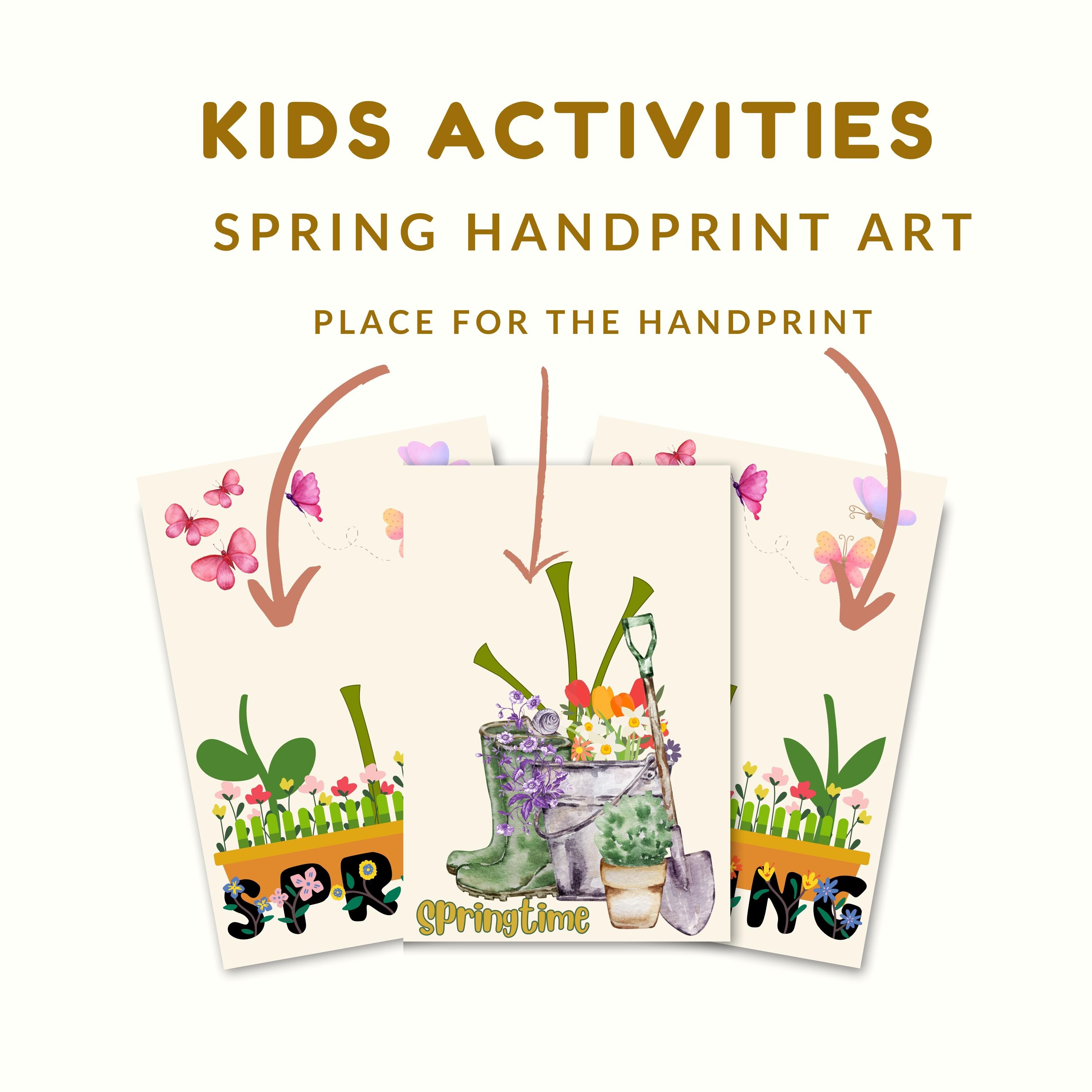 Handprint Spring Art Printable | Spring Fingerprint Art | Spring Craft ...