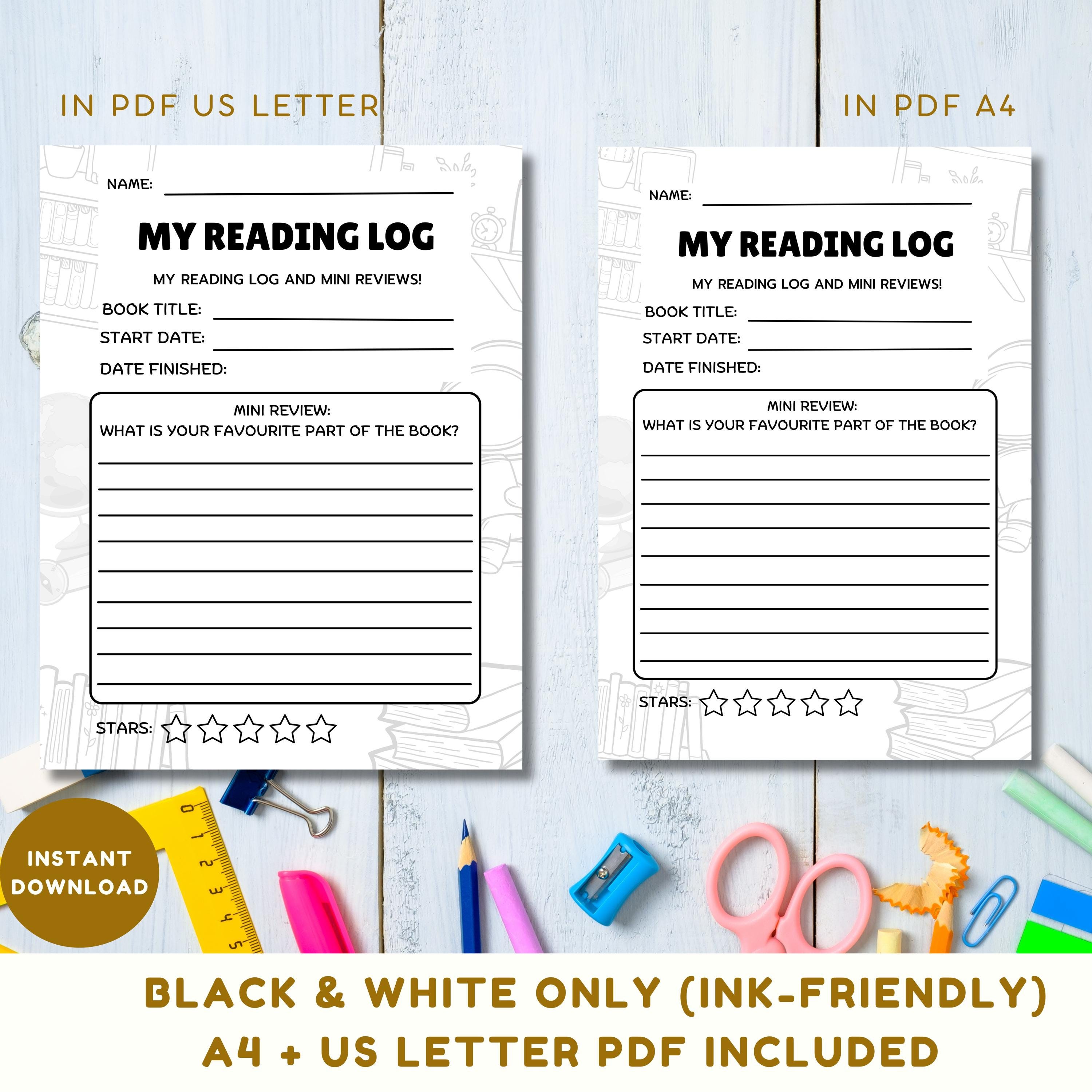 Reading Log Printable for Kids, Student Reading Tracker, Printable ...