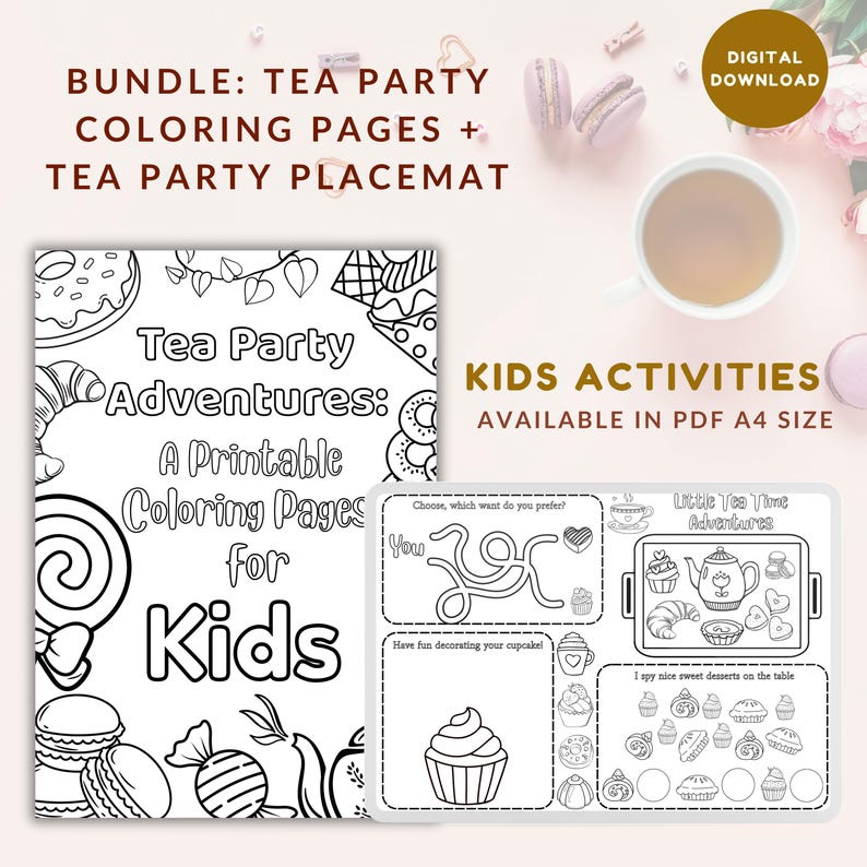 Printable Tea Party Coloring Pages for Kids – Girls Tea Party Activity ...
