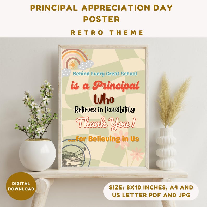 Retro Principal Appreciation Day Poster Printable, School Principal Day ...