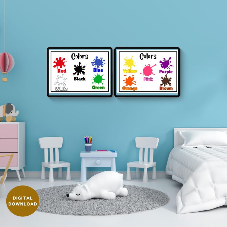 Montessori Colors Educational Poster Set for Kids | Learn Colors ...