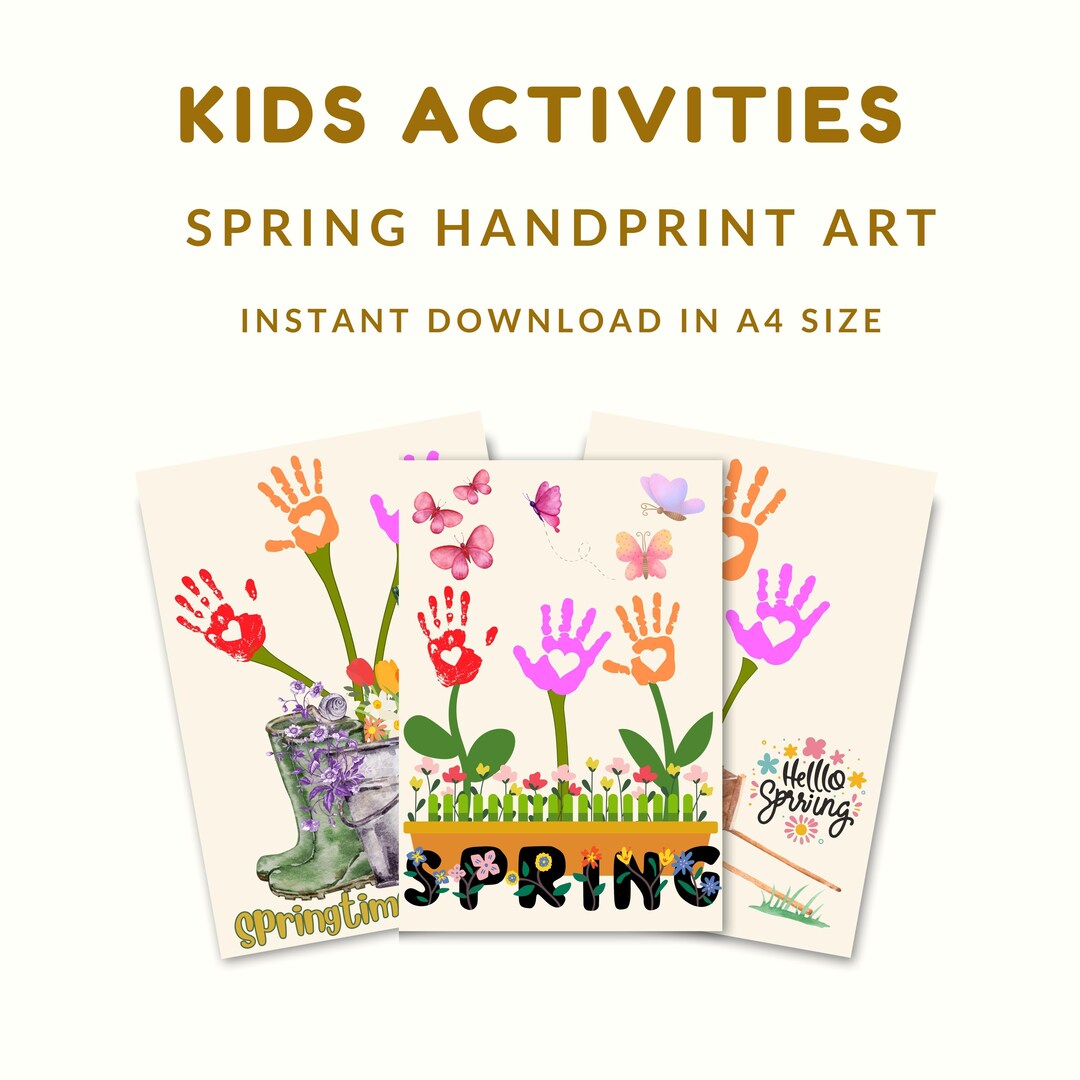 Handprint Spring Art Printable | Spring Fingerprint Art | Spring Craft ...
