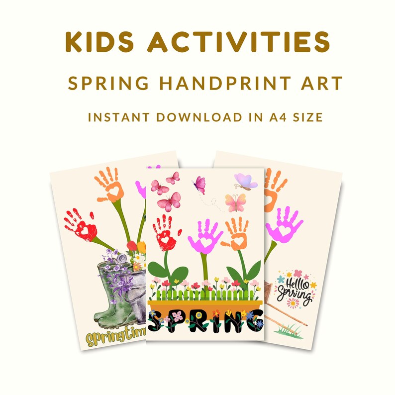 Handprint Spring Art Printable | Spring Fingerprint Art | Spring Craft ...