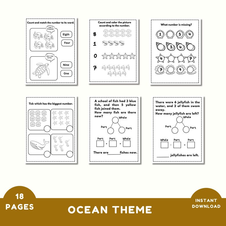 Printable Math Worksheets for Kindergarten, Homeschool, Back to School ...