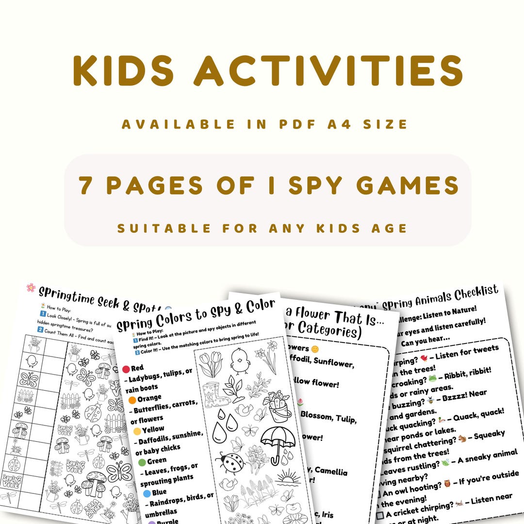 Spring I Spy Game Printable, Fun Spring Activity for Kids, Springtime I ...