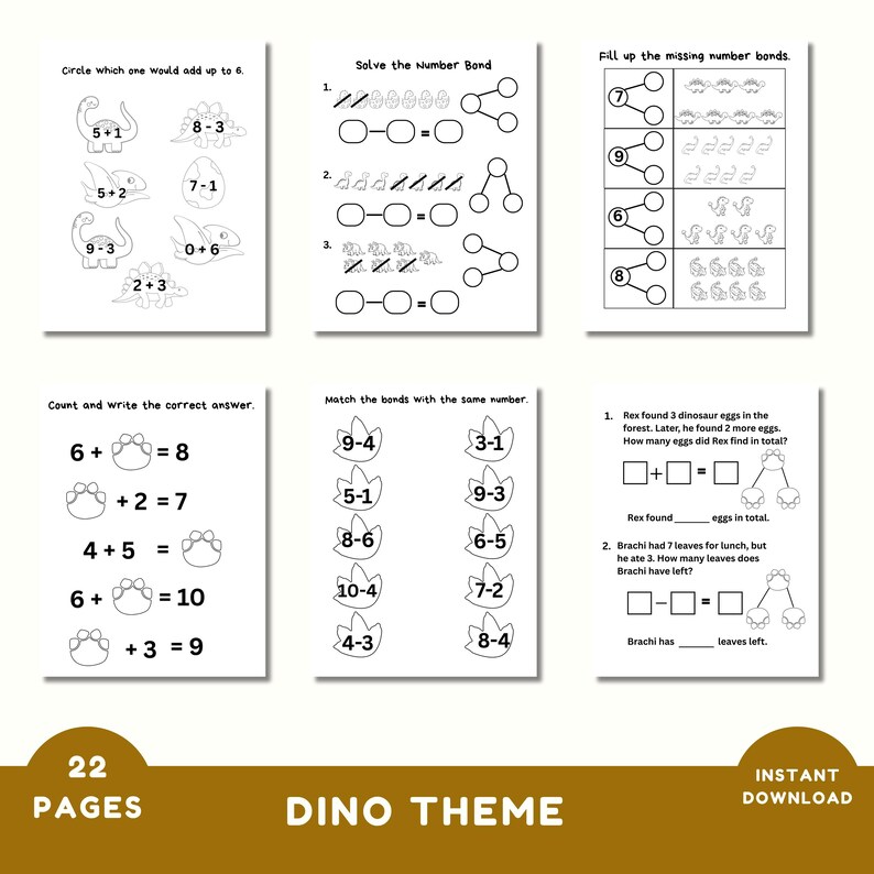 Printable Math Worksheets for Kindergarten, Number Bonds and Number ...