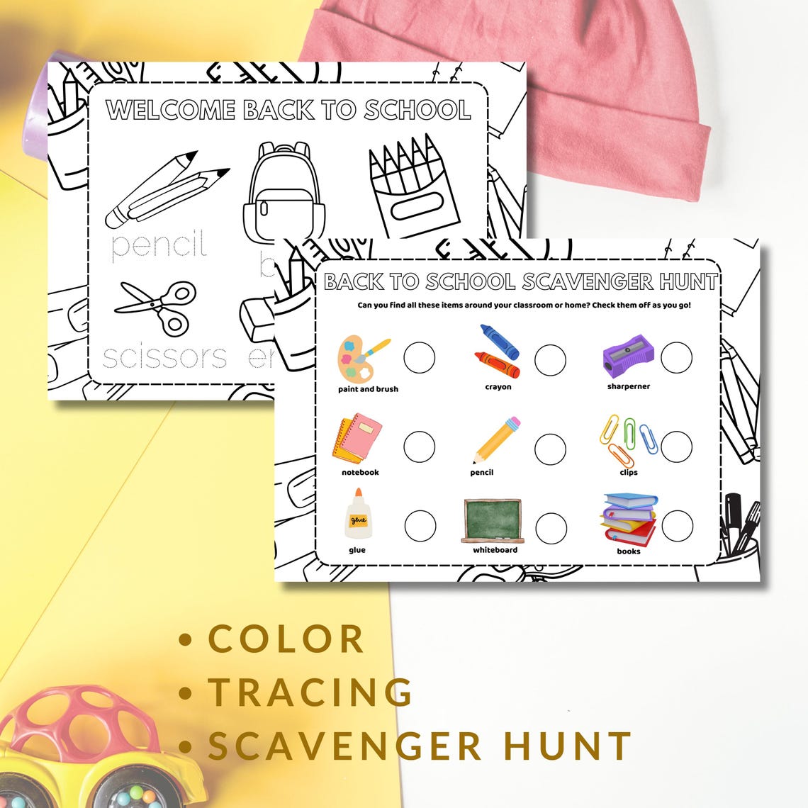 Back to School Party Activity Placemat for Kids, First Day of School ...
