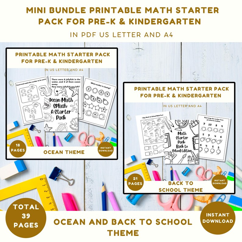 Printable Math Worksheets for Kindergarten, Homeschool, Back to School ...
