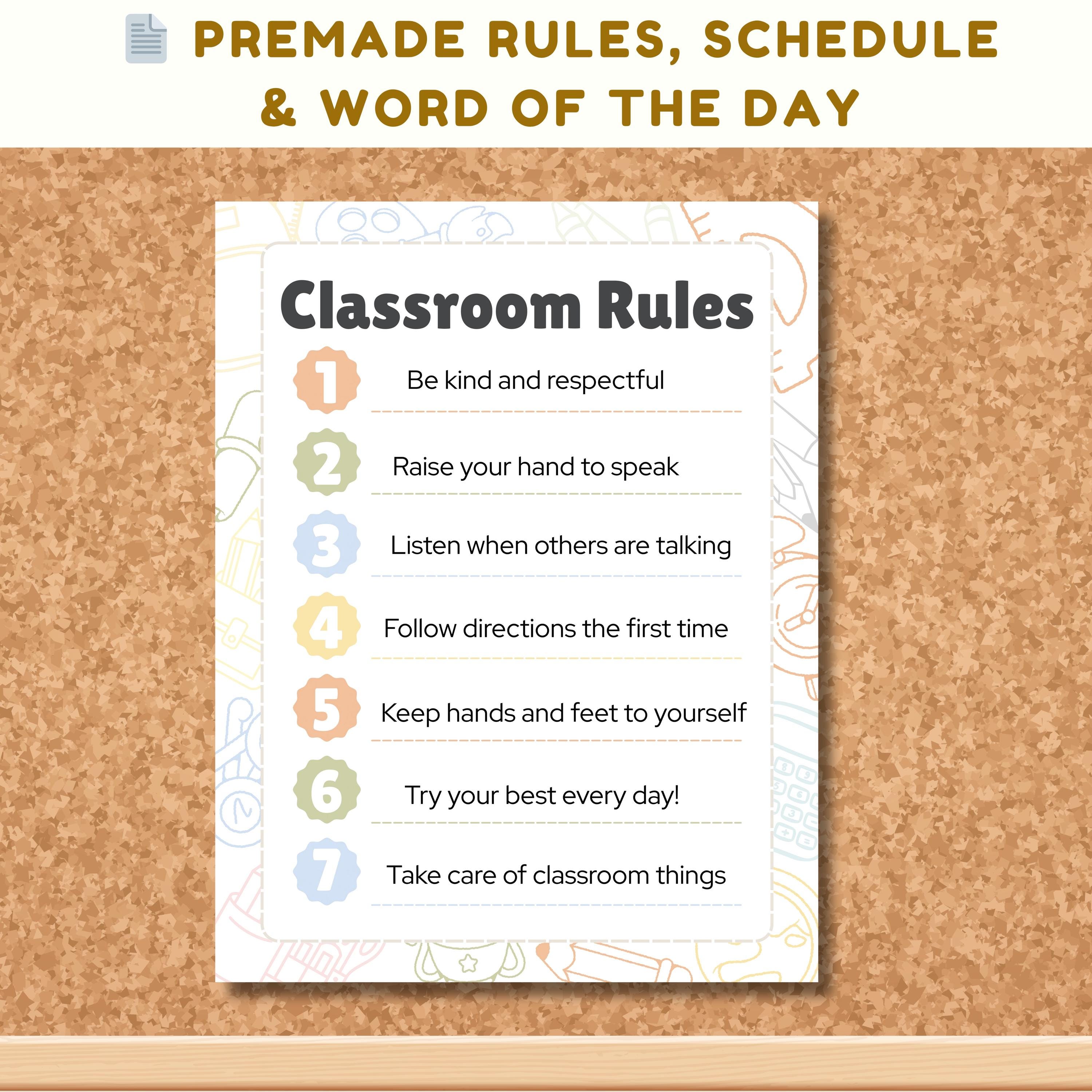 Classroom Poster Set, Printable Rules, Editable Class Photo, Daily ...