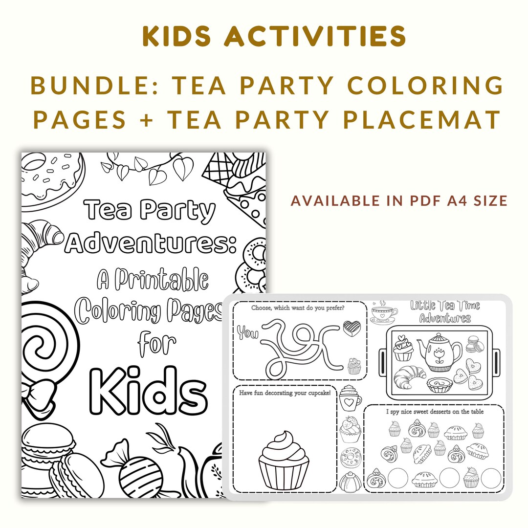 Printable Tea Party Coloring Pages for Kids – Girls Tea Party Activity ...