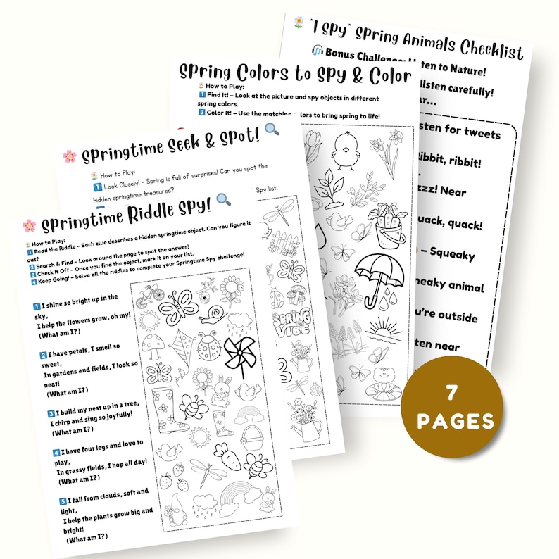 Spring I Spy Game Printable, Fun Spring Activity for Kids, Springtime I ...