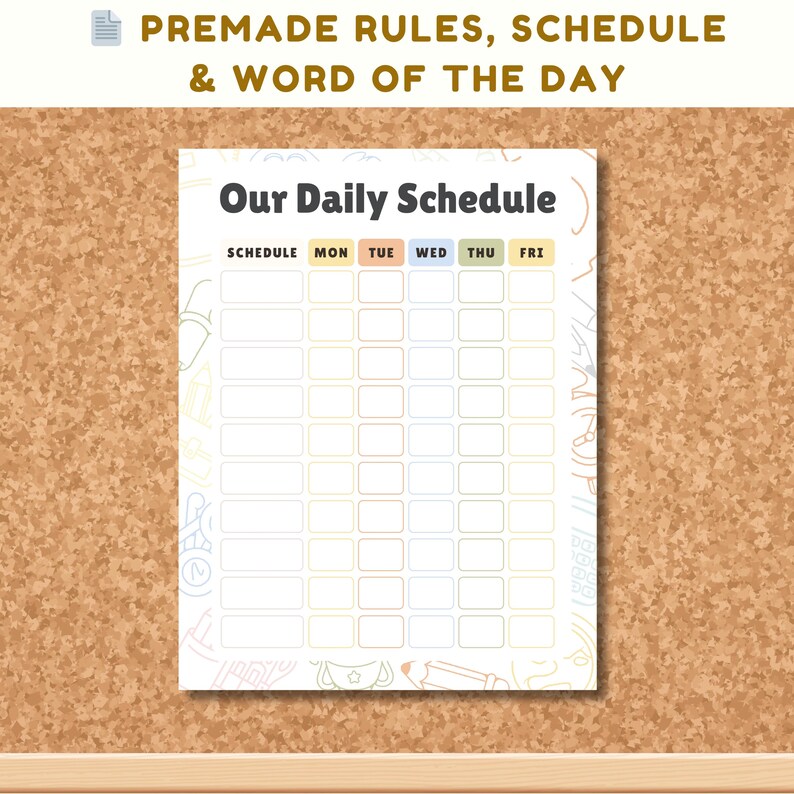 Homeschool Poster Set, Daily Schedule, Word of the Day, Rules Poster ...