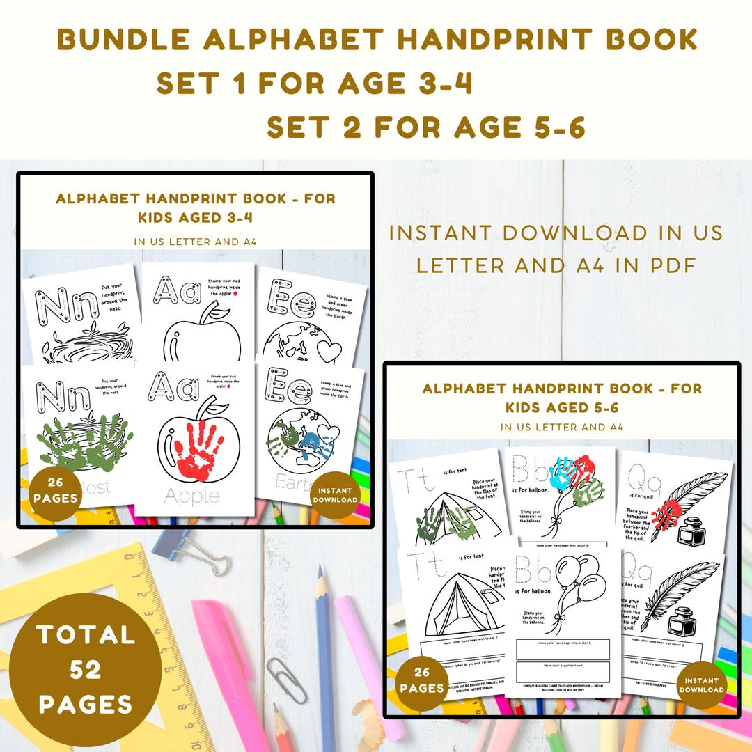 Handprint Abcs Book Bundle, Alphabet A-Z, Preschool & Toddler ABC Books ...