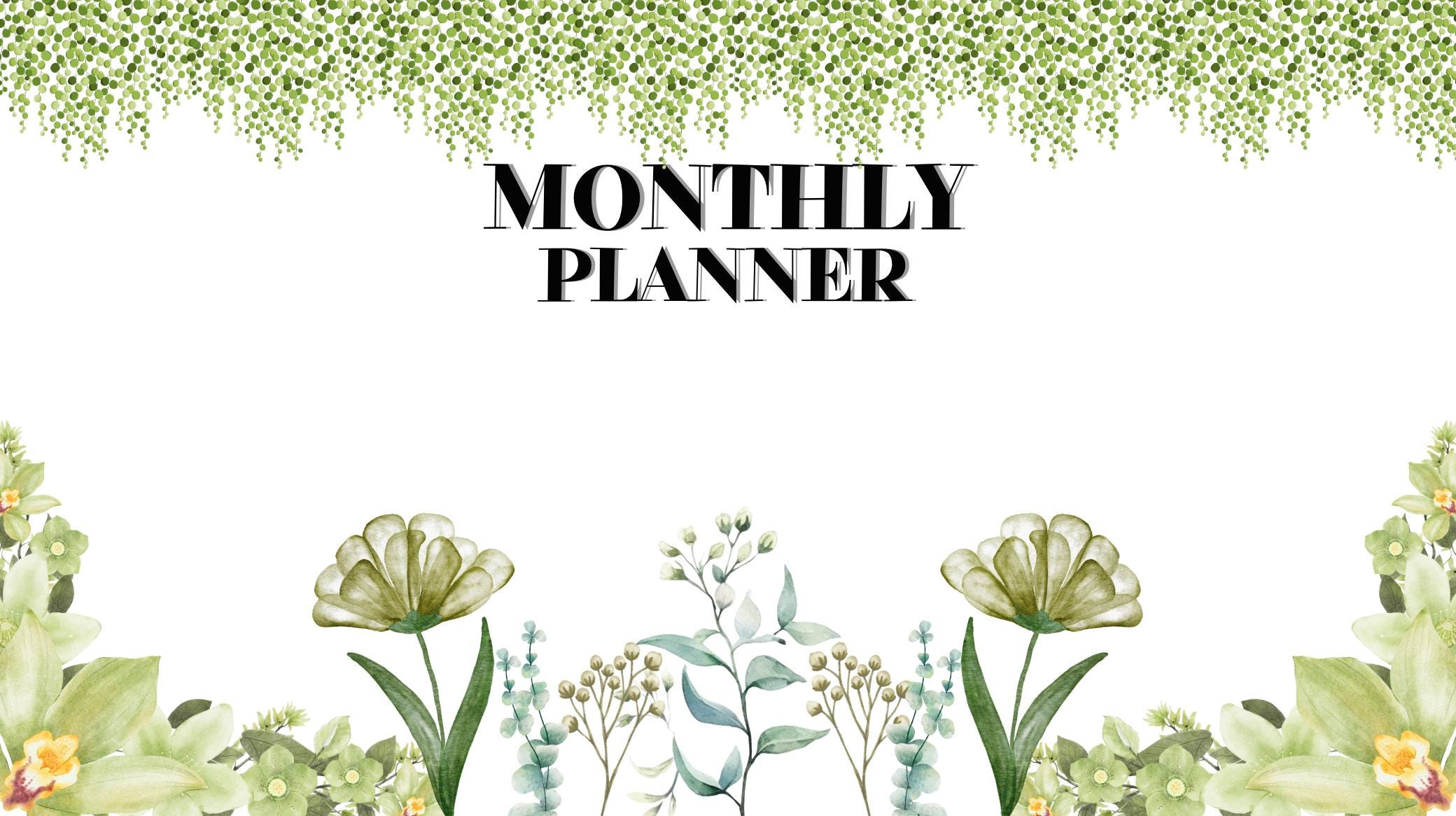 2025 Monthly Planner A4 - Green, Flowers, Watercolours - Etsy