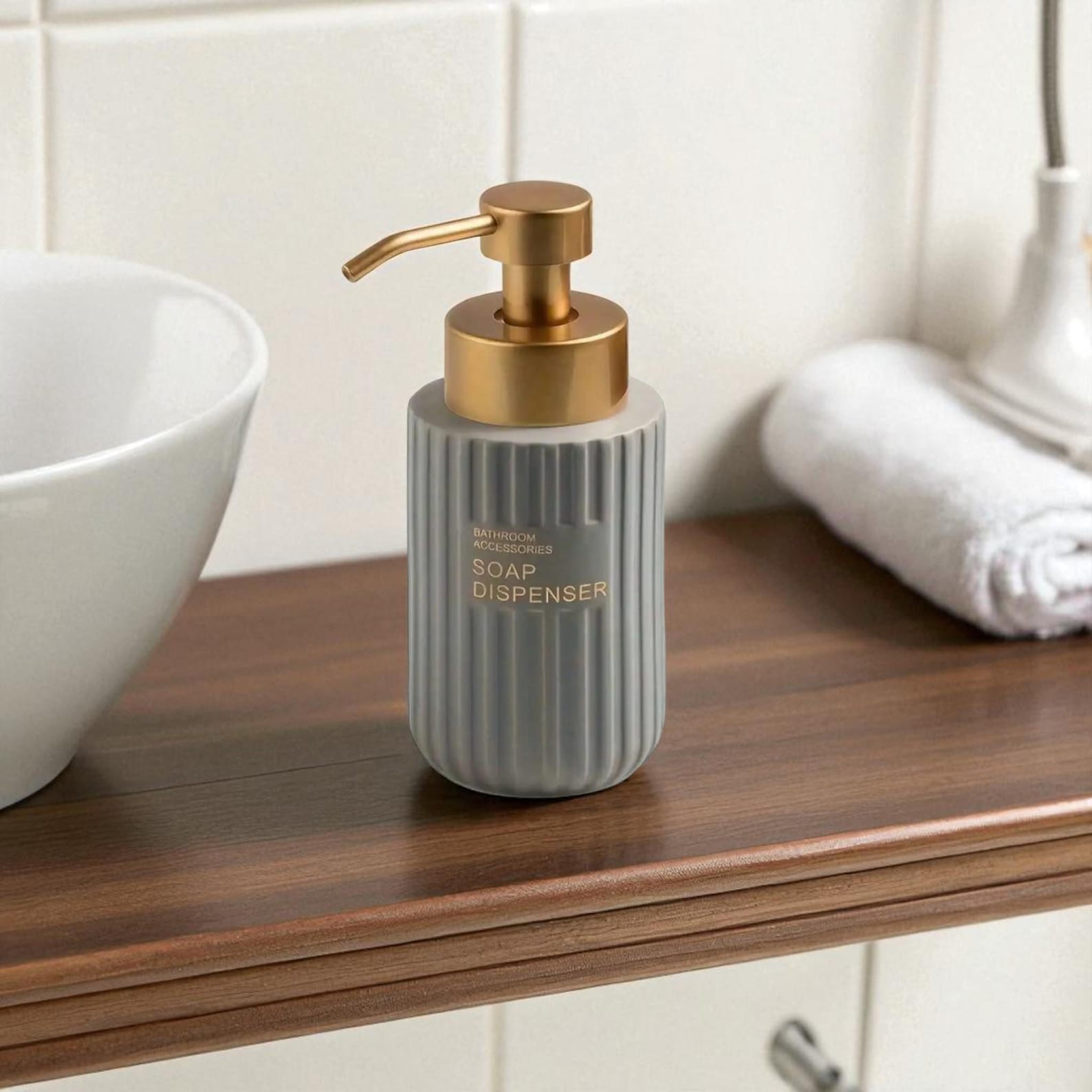 Luxury Modern Letter Ceramic Soap Dispenser – Refillable Lotion Bottle ...