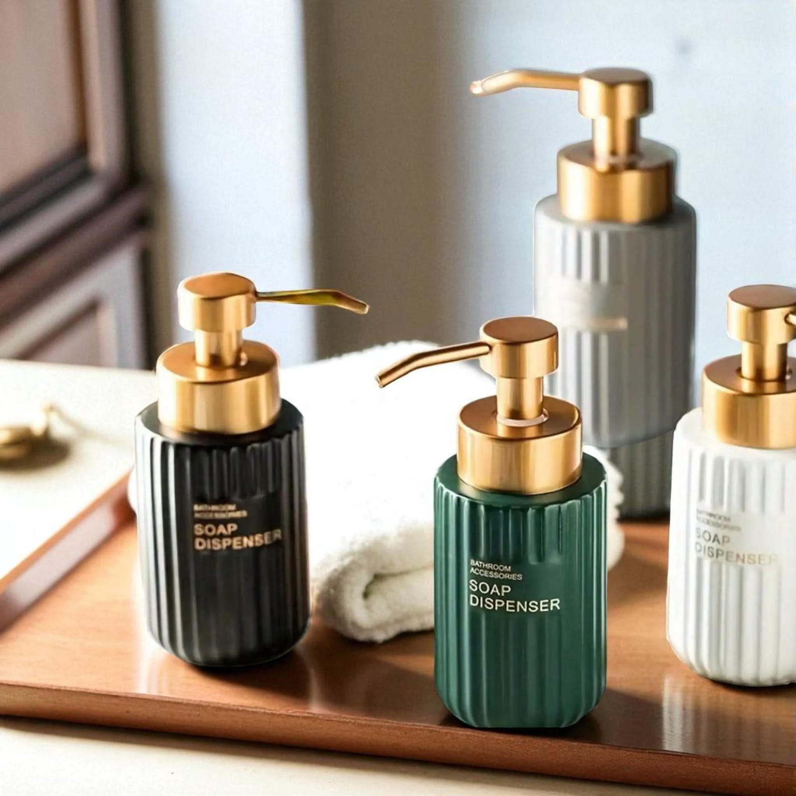 Luxury Modern Letter Ceramic Soap Dispenser – Refillable Lotion Bottle ...