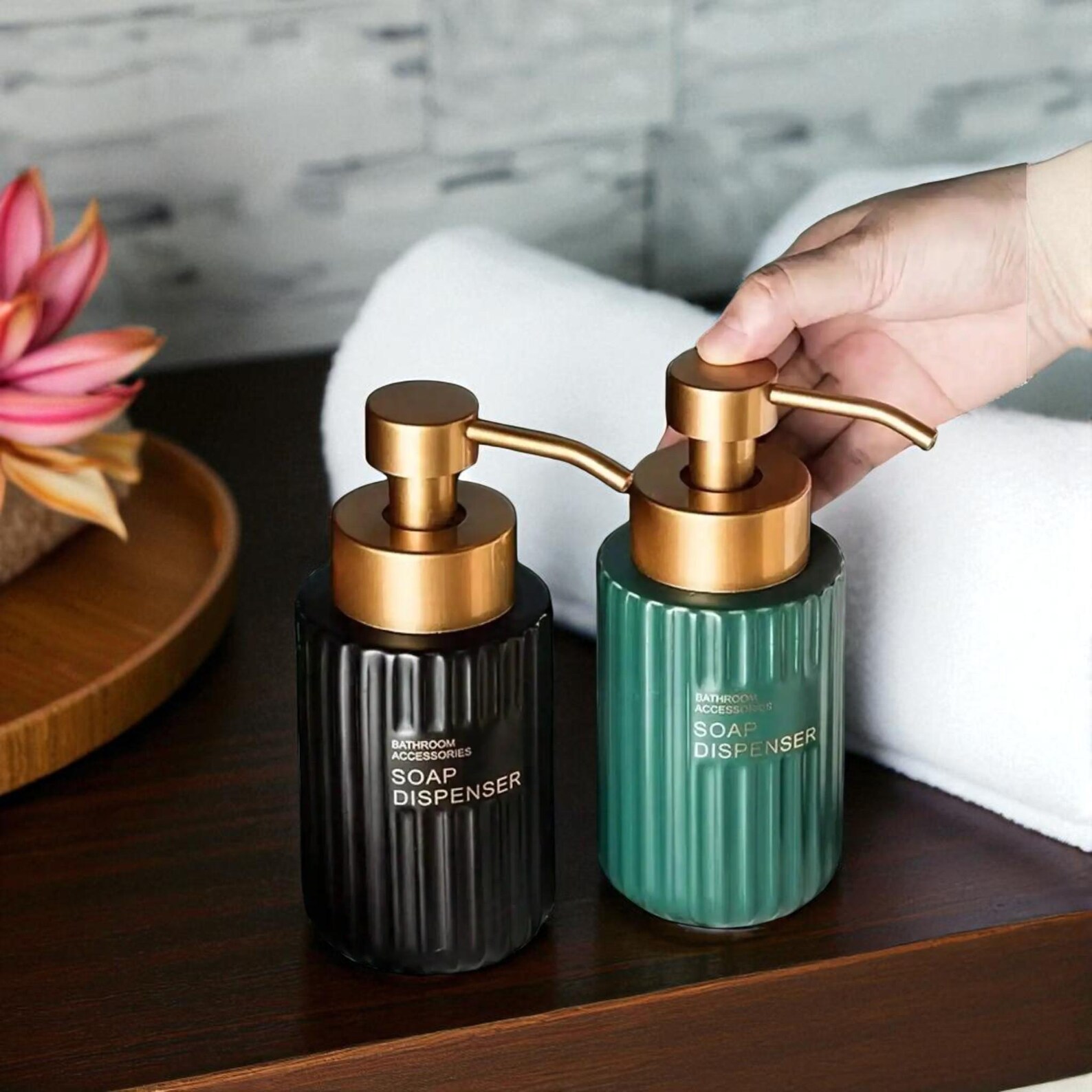 Luxury Modern Letter Ceramic Soap Dispenser – Refillable Lotion Bottle ...