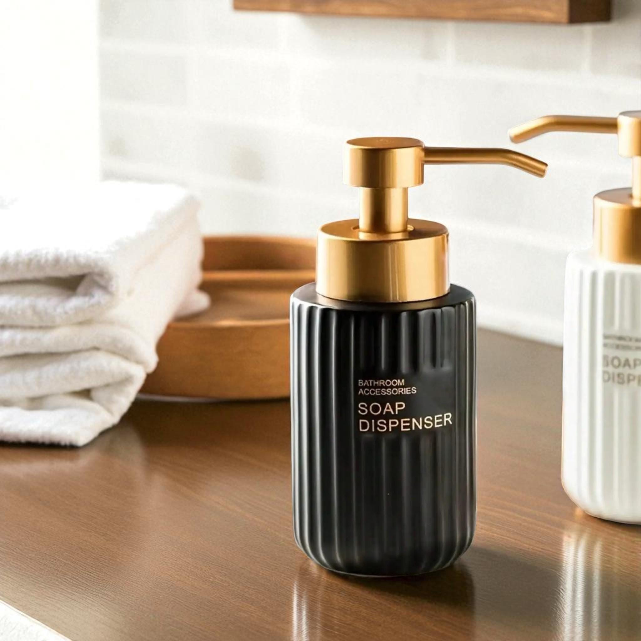 Luxury Modern Letter Ceramic Soap Dispenser – Refillable Lotion Bottle ...