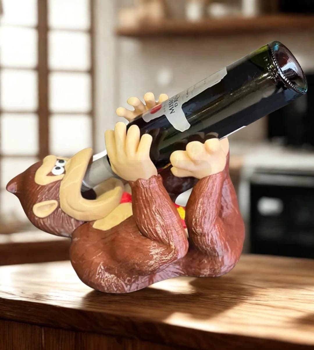 Funny Monkey Wine Bottle Holder - 23cm Hand-painted Plastic Jungle ...