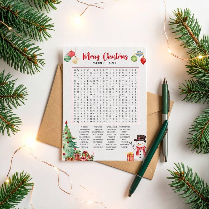 Christmas Word Search Game Printable : Fun Holiday Activity , Family ...