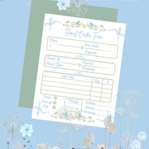 Flower Order Form for Florist Business Owners,printable, Organization ...