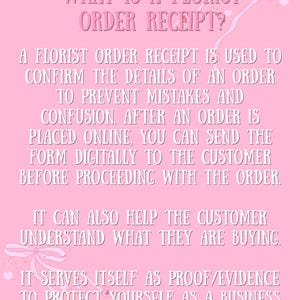 Flower Order Receipt for Florist Business Owners Printable Organization ...